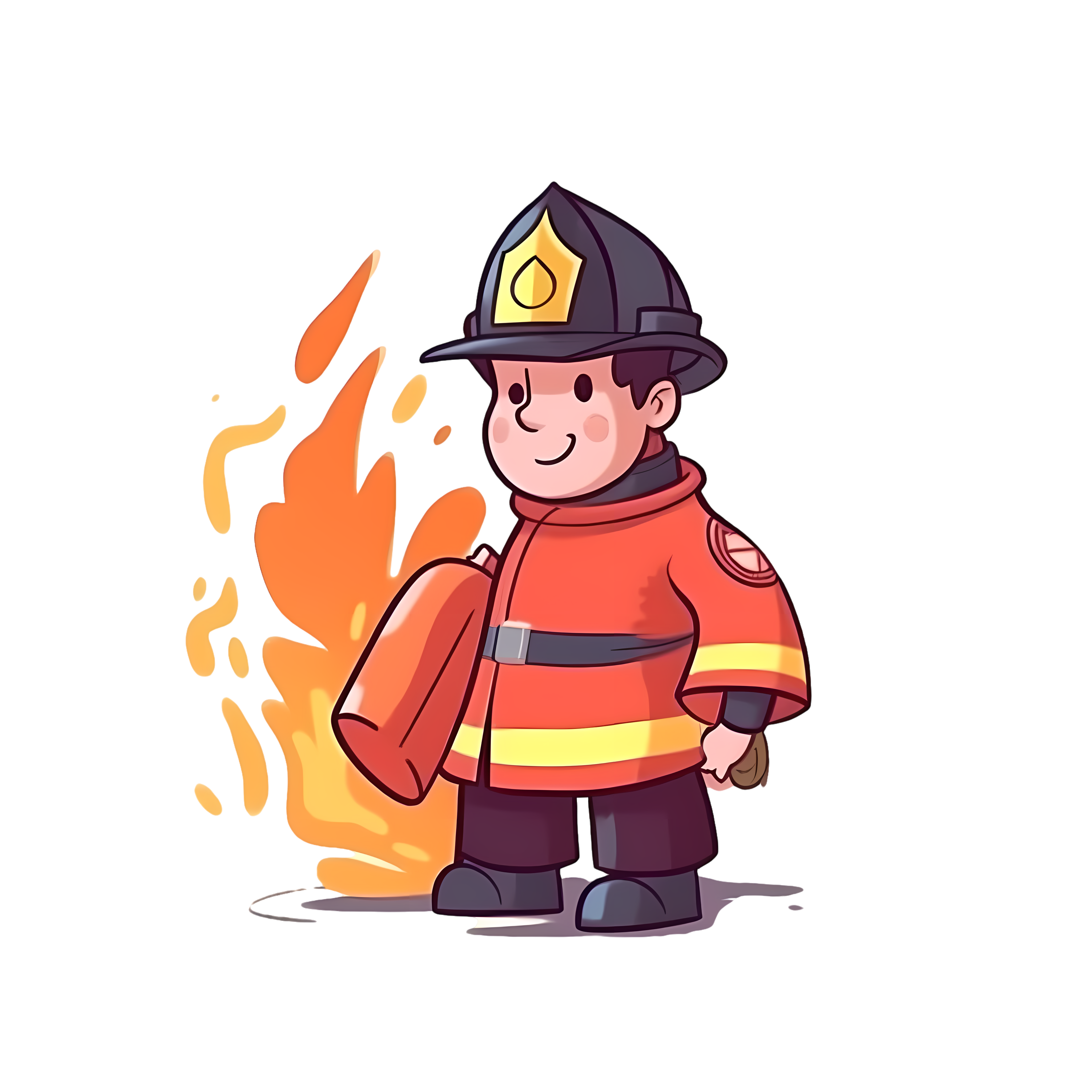 Hand-Drawn Chibi Firefighter PNG Illustration - Cute Digital Art | PNGCAT
