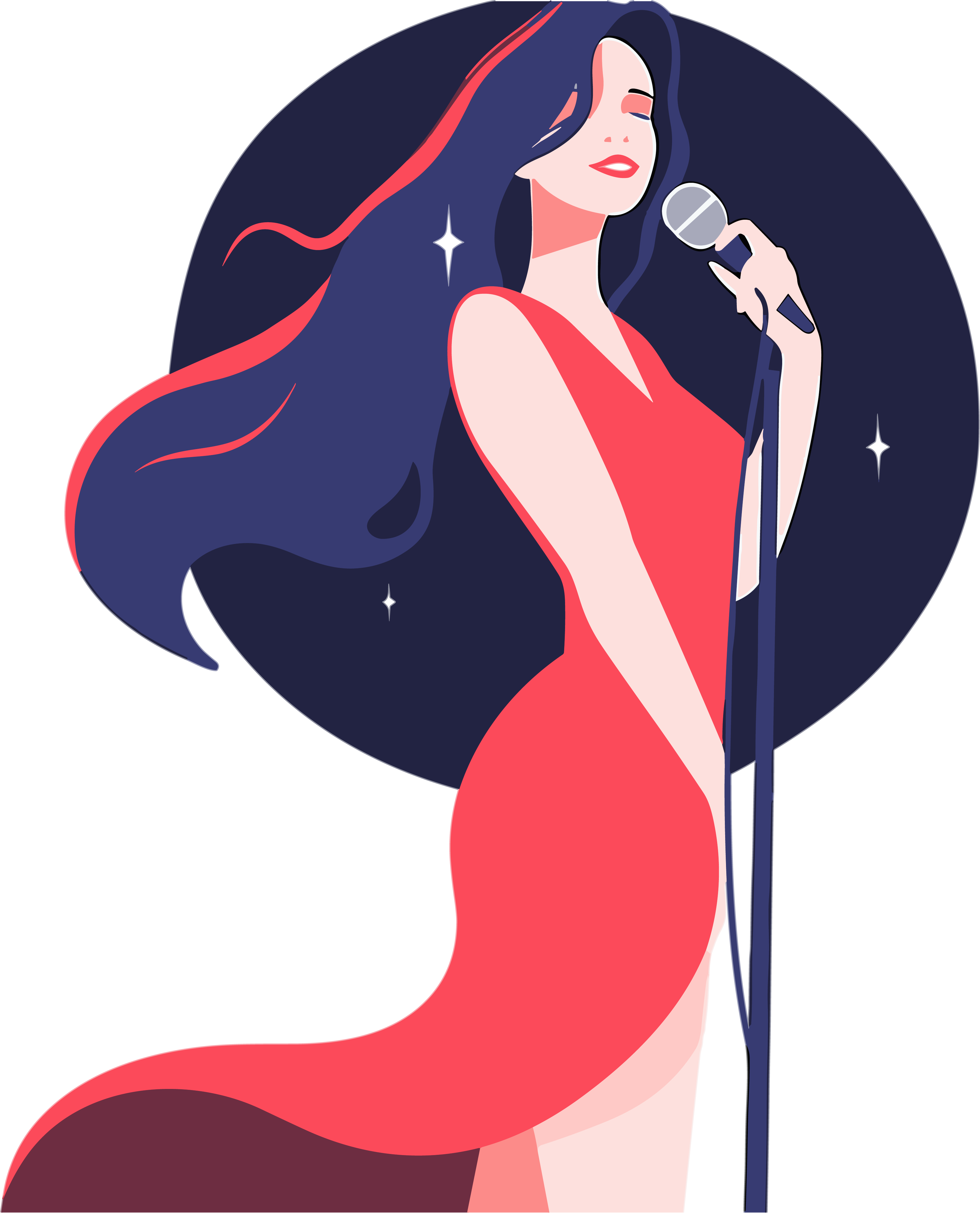 Female Singer with Microphone - Transparent PNG Illustration | PNGCAT