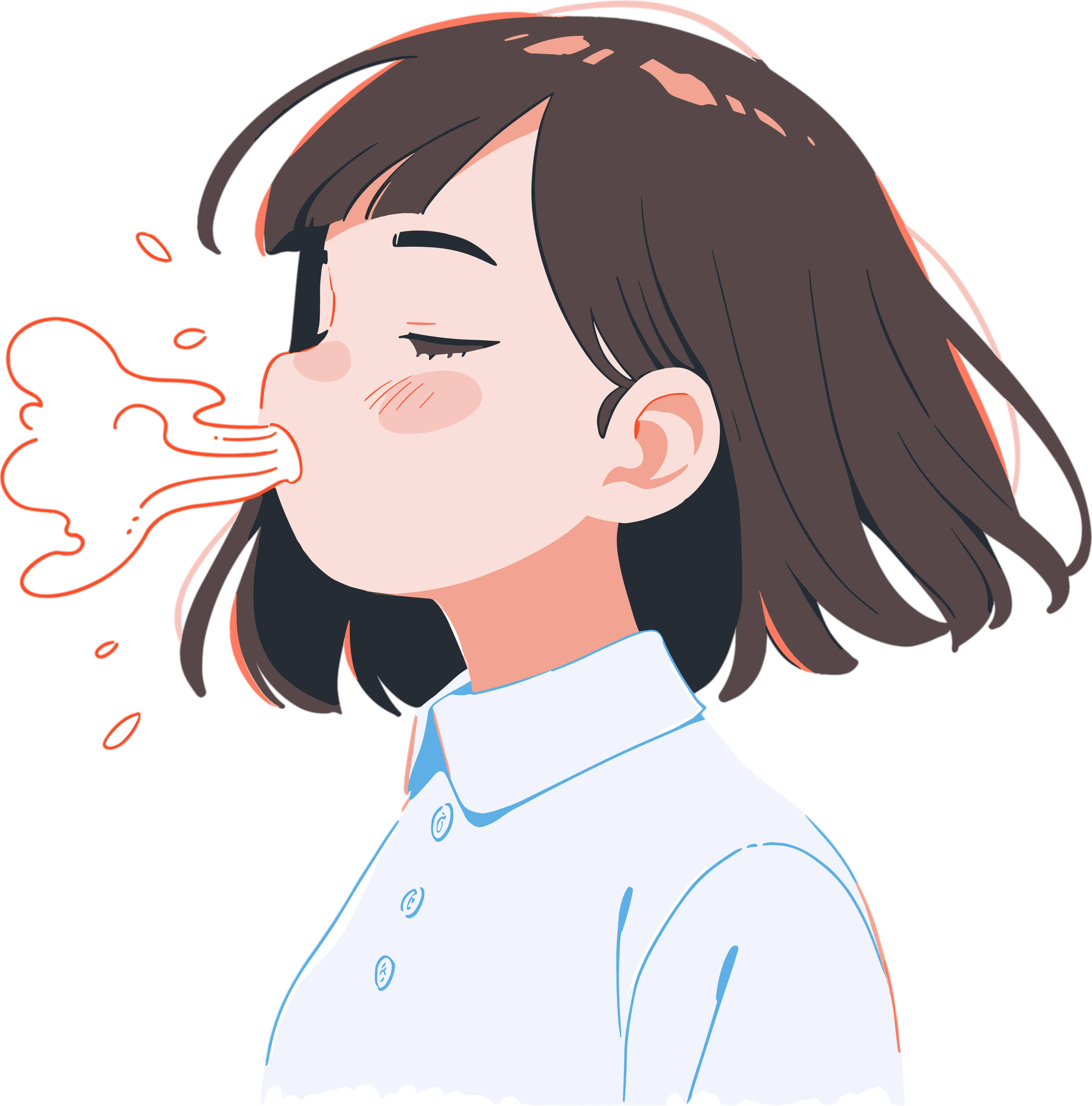 Sick Girl Coughing Illustration with Transparent Background | PNGCAT