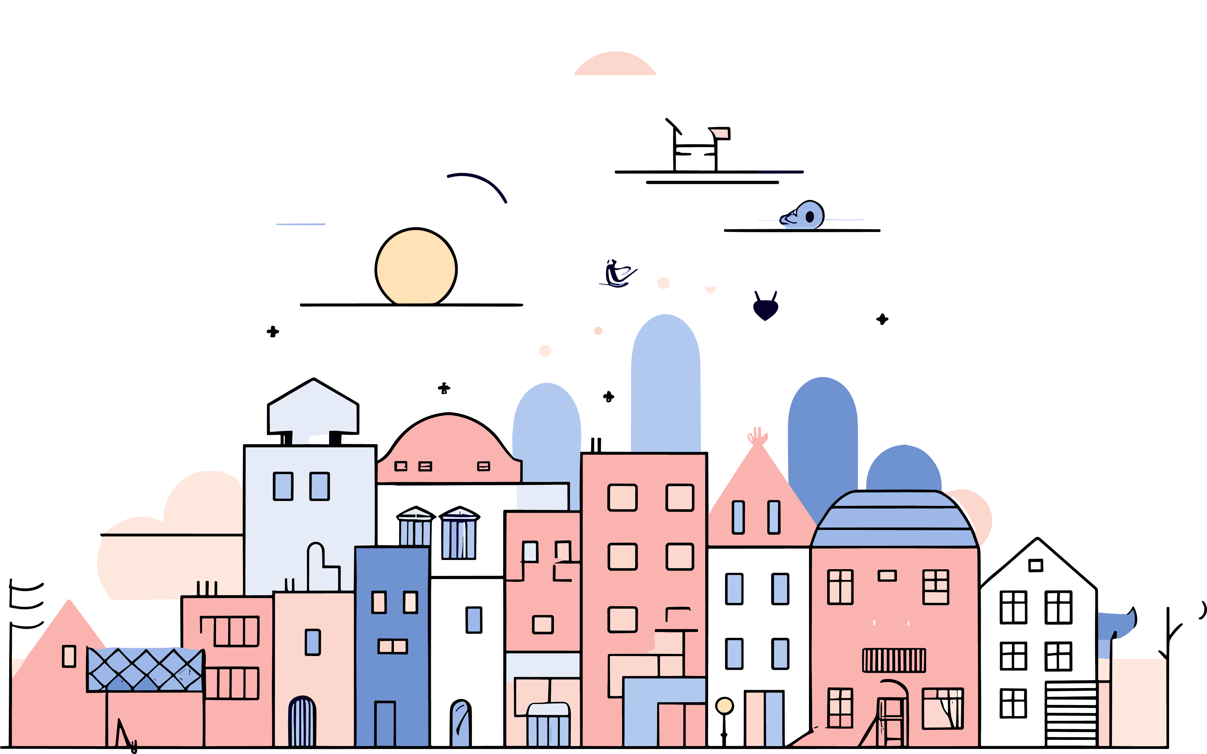 Simple Transparent Background City Theme Illustration | PNGCAT